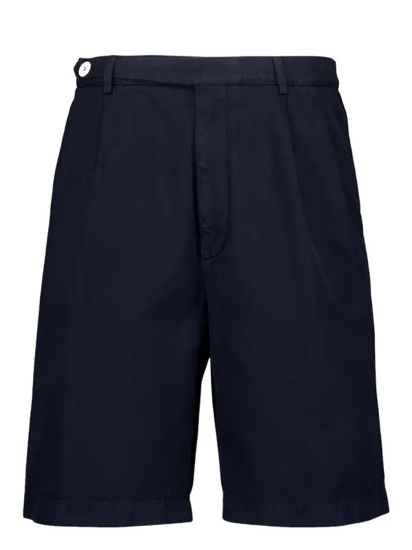 Brunello Cucinelli Pleated Cotton Shorts - Navy Blue