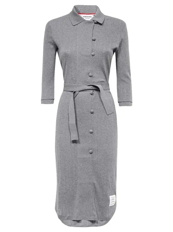 Thom Browne Knitted Belted Dress - Medium Gray
