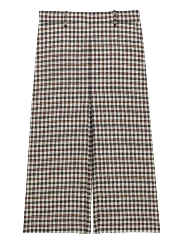 Saint Laurent Wool Check Culottes - Gray