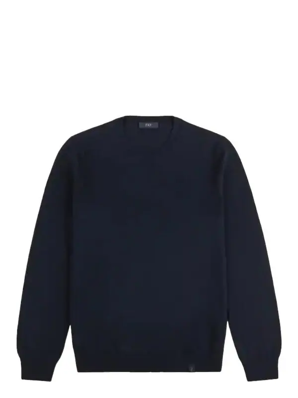 FAY Round Neck Long Sleeve Jumper - Blue