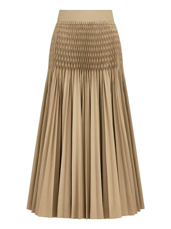 Dior Mid-length Pleated Skirt In Beige Cotton Twill - Nude