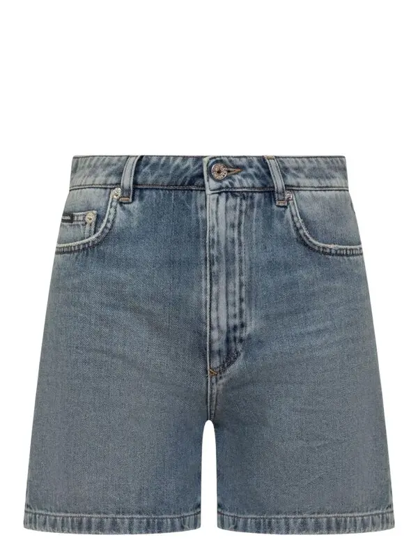 Dolce & Gabbana Logo Plaque Denim Shorts - Gray