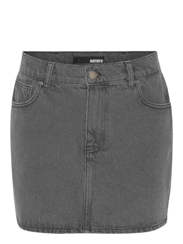 ROTATE BY BIRGER CHRISTENSEN Logo Patch Denim Mini Skirt - Black