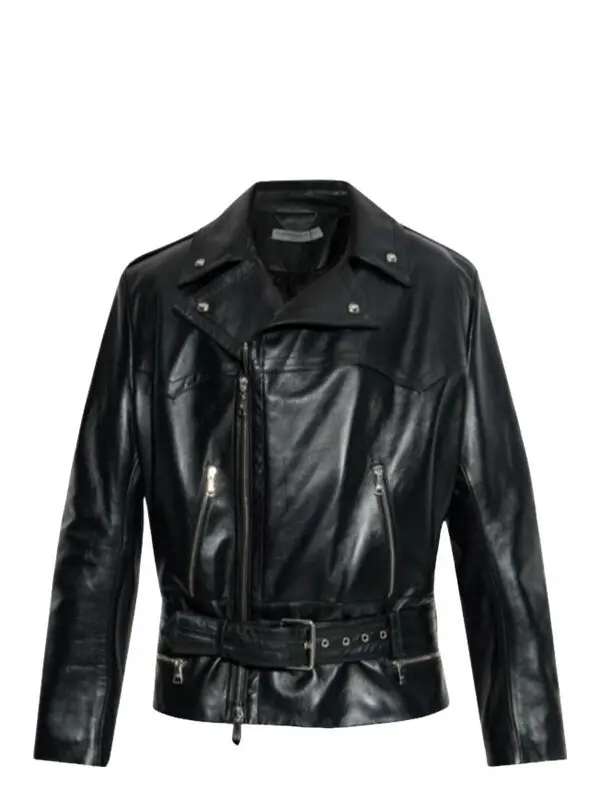 Alessandra Rich Long-sleeved Leather Jacket - Black