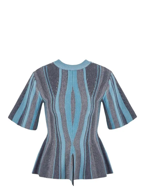 Giorgio Armani Jacquard Short-sleeve Sweater - Gray