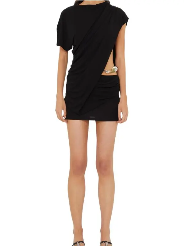 Christopher Esber Draped Resin-embellished Mini Dress - Black