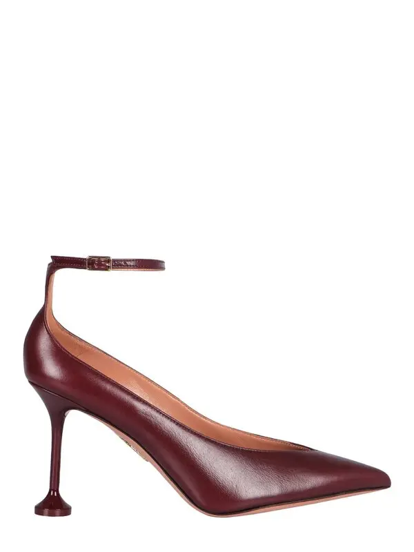AQUAZZURA Pointed Toe Stiletto Pumps With Ankle Strap - Red