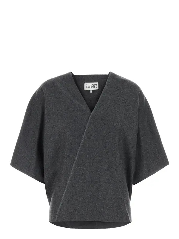MAISON MARGIELA V-neck Knitted Top - Dark Gray