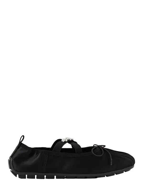 Simone Rocha Faux Pearl-embellished Pleated Shell Ballet Flats - Black