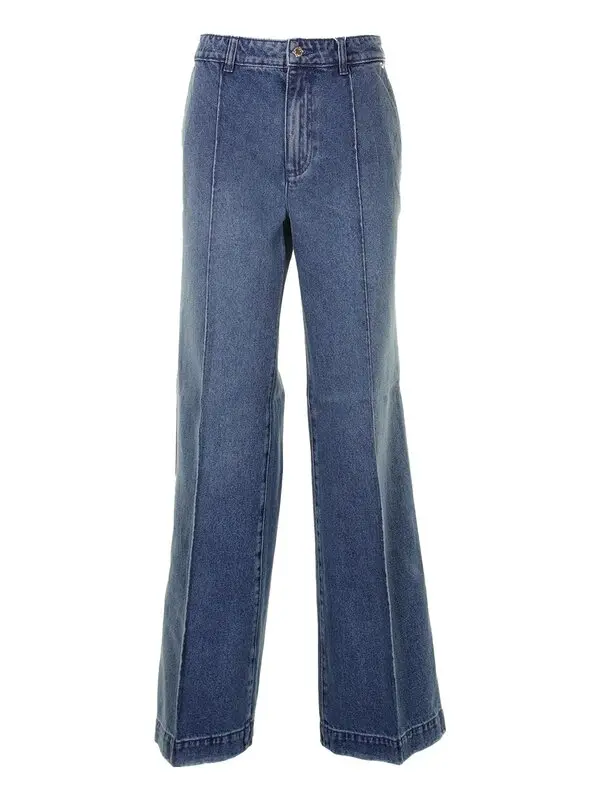 Michael Kors Pintucked Wide-leg Jeans - Blue