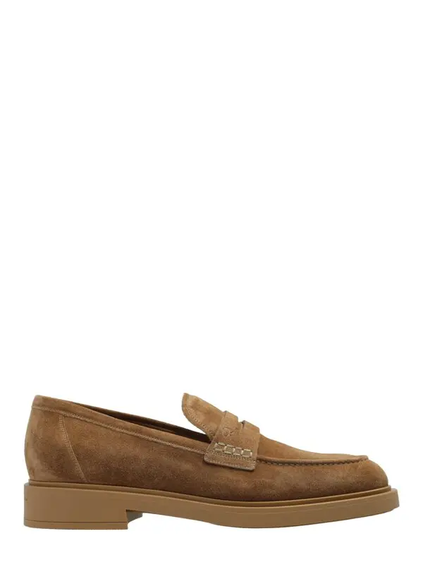 GIANVITO ROSSI Harris Round-toe Suede Loafers - Brown