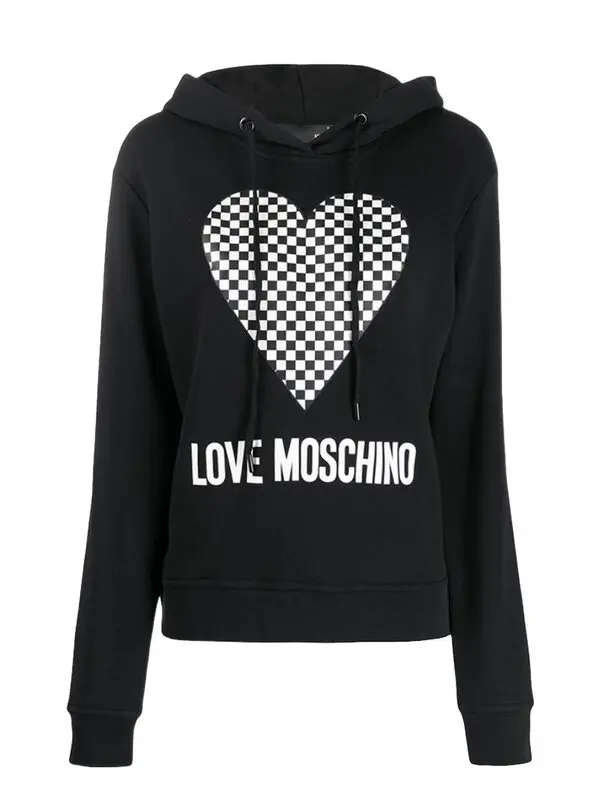 Moschino Heart Graphic Hoodie - Black
