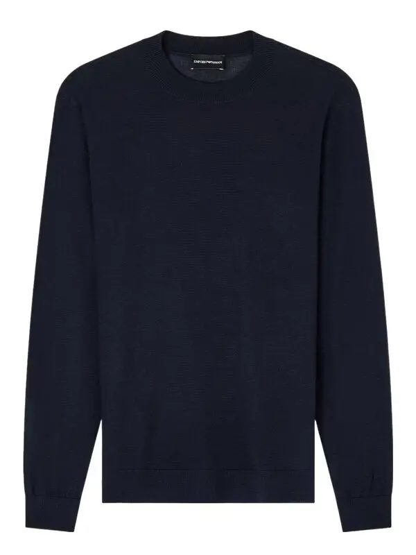 Emporio Armani Crew Neck Wool Sweater - Navy Blue