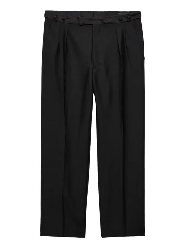 Prada Triangle-patch Pleated Trousers - Black