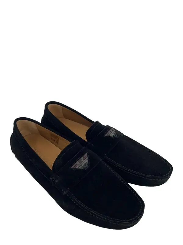 Emporio Armani Suede Logo Loafers - Black