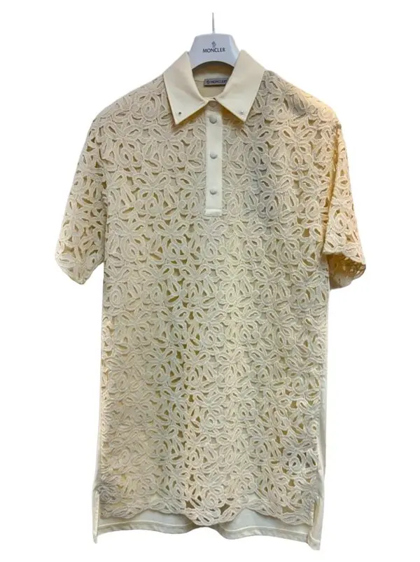 Moncler Short-sleeved Lace Polo Shirt - White