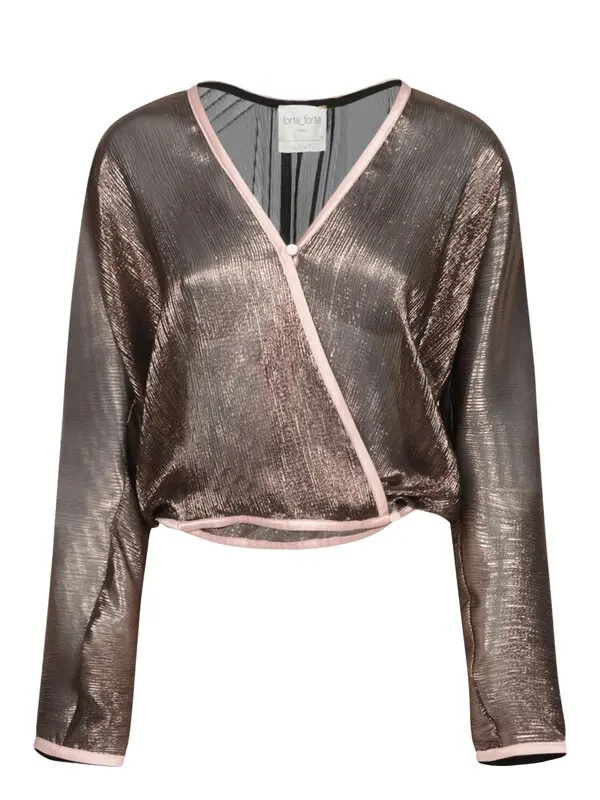 FORTE_FORTE Kimono-style V-neck Long Sleeve Top - Multicolor