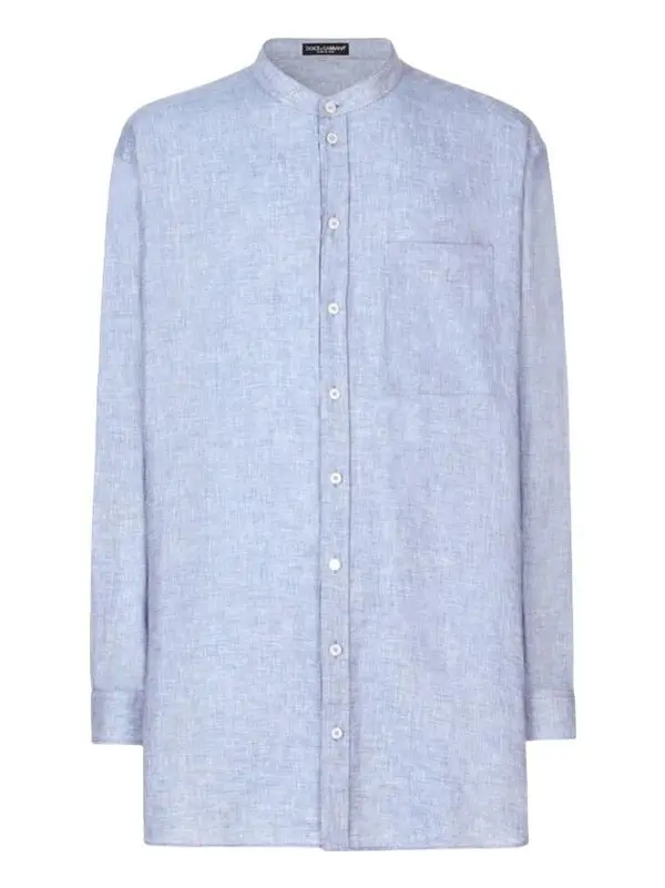 Dolce & Gabbana Dolce Gabbana Mandarin Collar Oversize Shirt - Blue