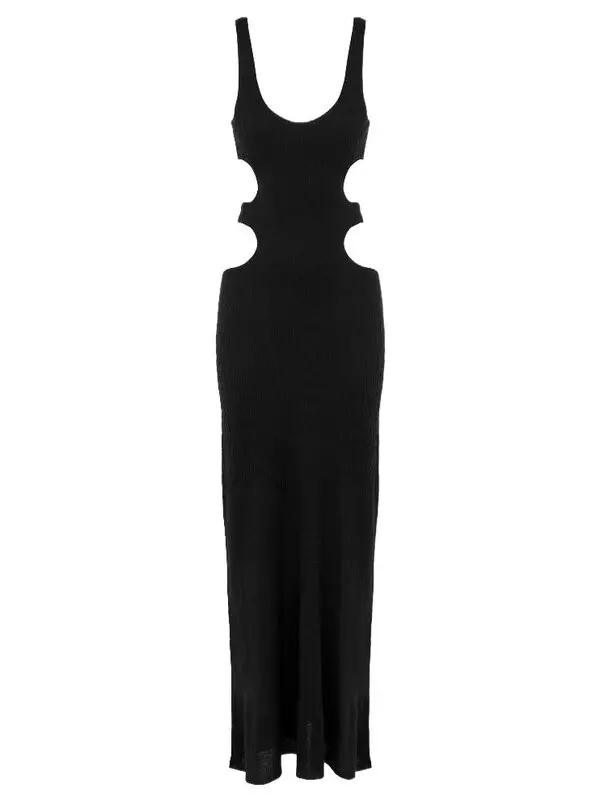 Chloé Crinkled-effect Cut-out Maxi Dress - Black