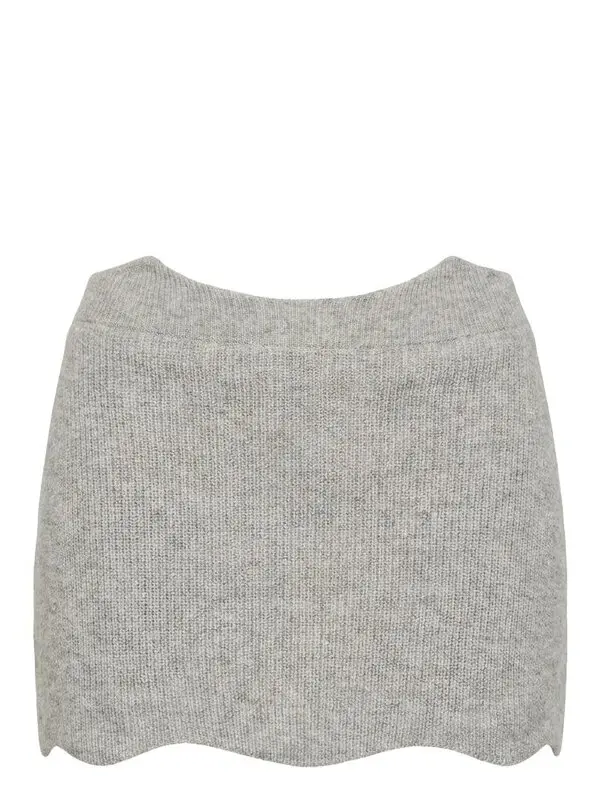 AYA MUSE Ribbed Knit Mini Skirt With Fan-shaped Hem - Brown