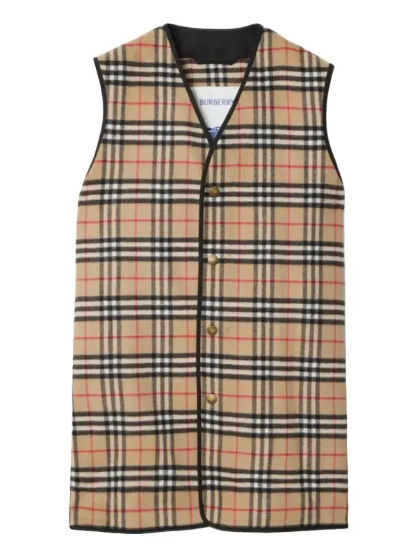 Burberry Wool Cashmere Check Warmer - Archives Beige