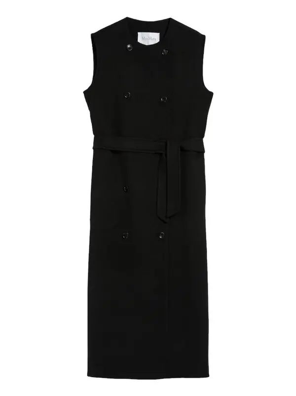 Max Mara Double-breasted Belted Long Coat - Black