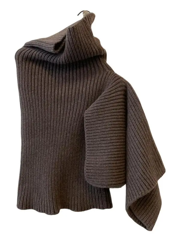 Rick Owens Ribbed Knit Turtleneck Top - Grey