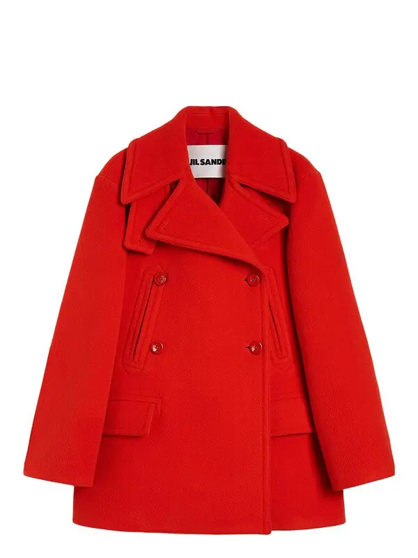 JIL SANDER Wool Chevron Coat - Strawberry