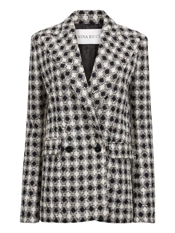 Nina Ricci Double-breasted Tweed Blazer - Black/white