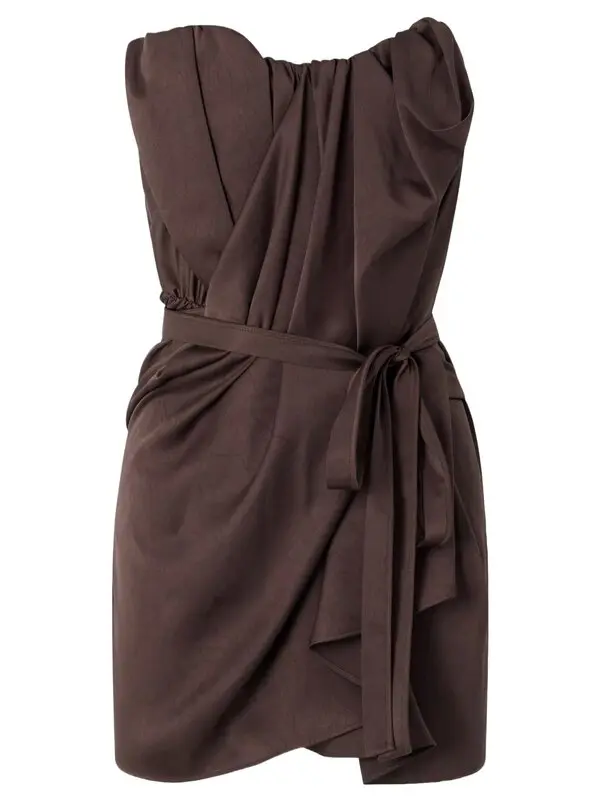 VIVIENNE WESTWOOD Draped Waist Mini Dress - Brown