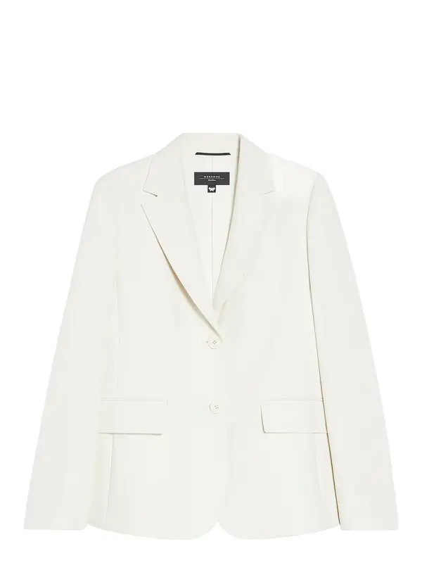 Max Mara Single-breasted Blazer In Stretch Viscose-blend Canvas - Beige