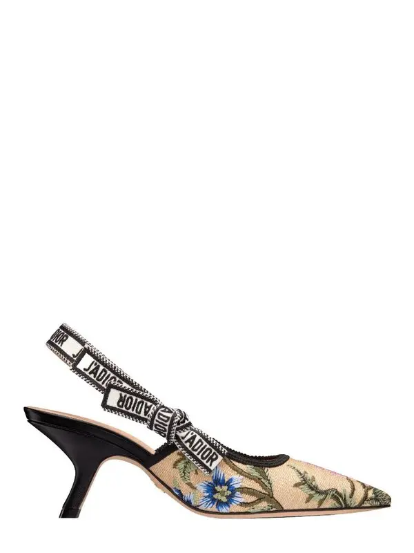 Dior J'adior Slingback Pumps With Floral Embroidery - Black