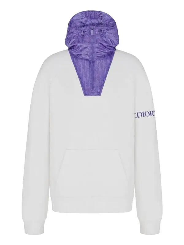 Dior Hooded Sweater With Logo Print - White