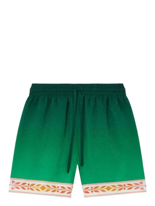 Casablanca Unity Is Power Gradient Silk Shorts - Green