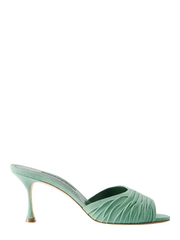 Manolo Blahnik Pirua 70 Suede High-heeled Sandals - Sage Green