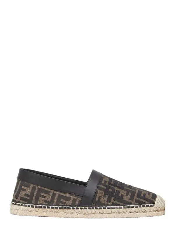 Fendi Logo Embroidered Slip-on Espadrilles - Black