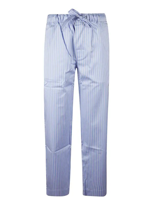 TEKLA Organic Cotton Striped Pyjama Trousers - Blue
