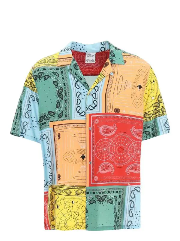 MARCELO BURLON COUNTY OF MILAN Bandana-print Cuban Shirt - Multicolor