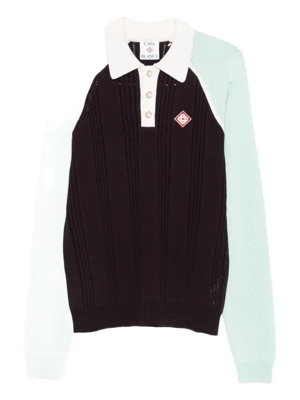 Casablanca Tennis Long Sleeved Polo Shirt - Black