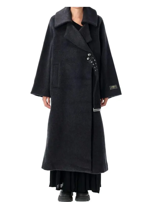 GANNI Double-breasted Coat - Phantom Black