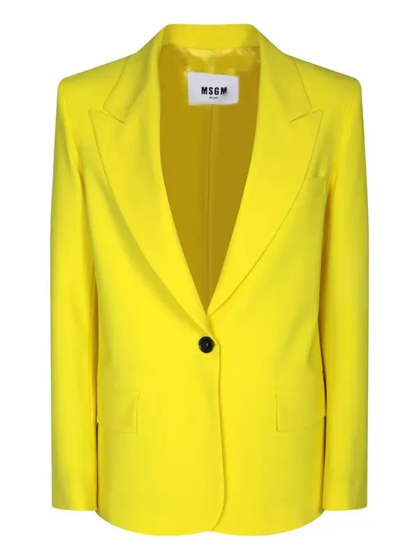 MSGM Single-breasted Peak-lapel Tailored Blazer - Yellow