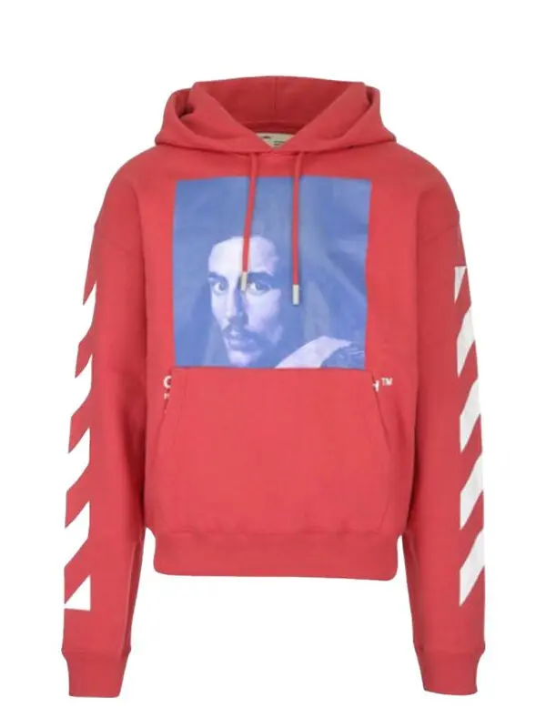 Off-White Printed Graphic Hoodie - Red