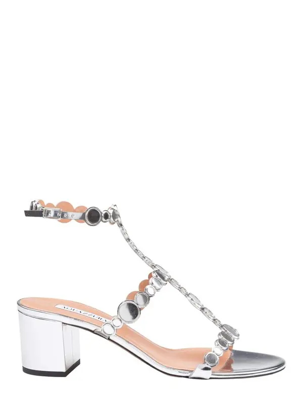 AQUAZZURA Circle Embellished Sandals - Silver