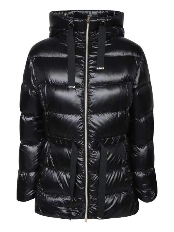 Herno Padded Down Jacket With Drawstring Hood And Waist - Black