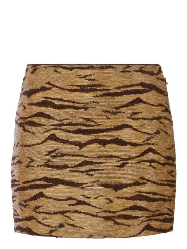 Elisabetta Franchi Raffia-effect Print Mini Skirt - Camel