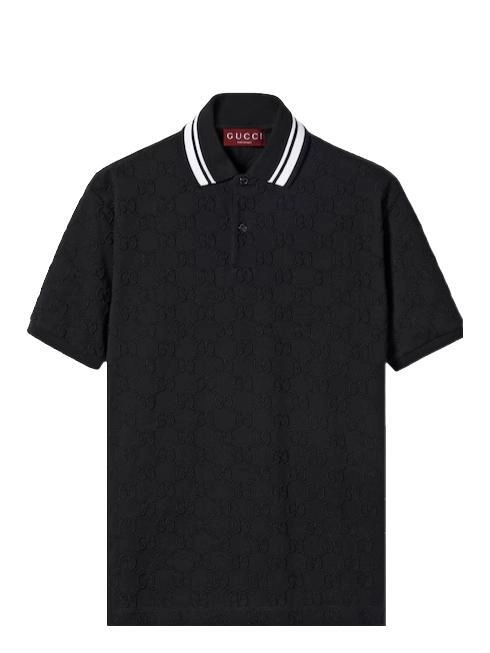 Gucci Allover Gg Short-sleeved Polo Shirt - Black