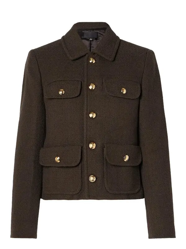 NILI LOTAN Paola Cotton-blend Tweed Jacket - Darkbrown