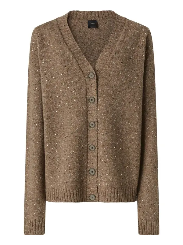 Pinko Rhinestone-embellished V-neck Cardigan - Brown