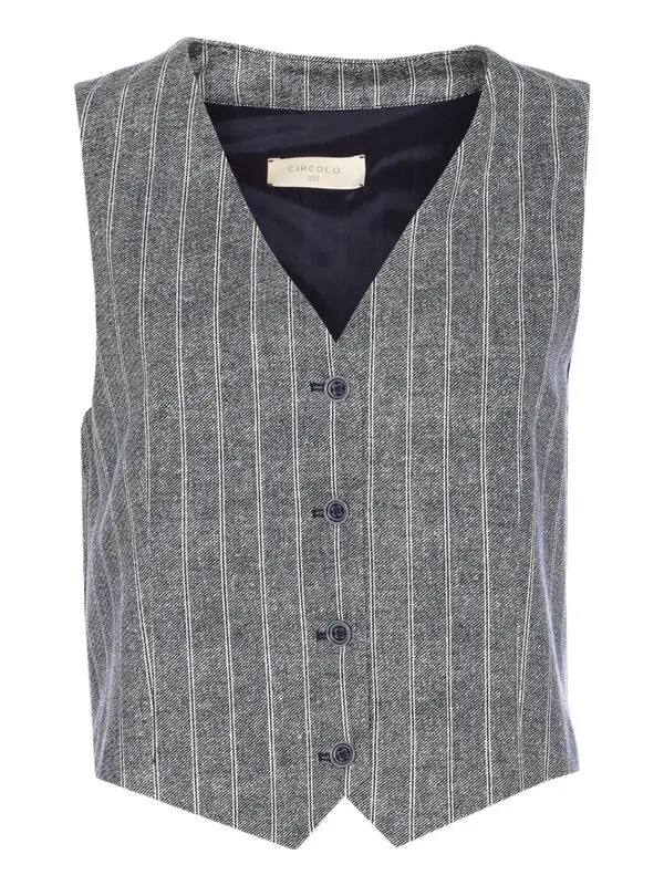 CIRCOLO 1901 Striped Button-front Vest - Gray