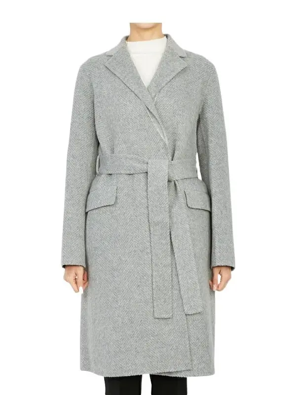 Theory Belted Wool Coat - Gray